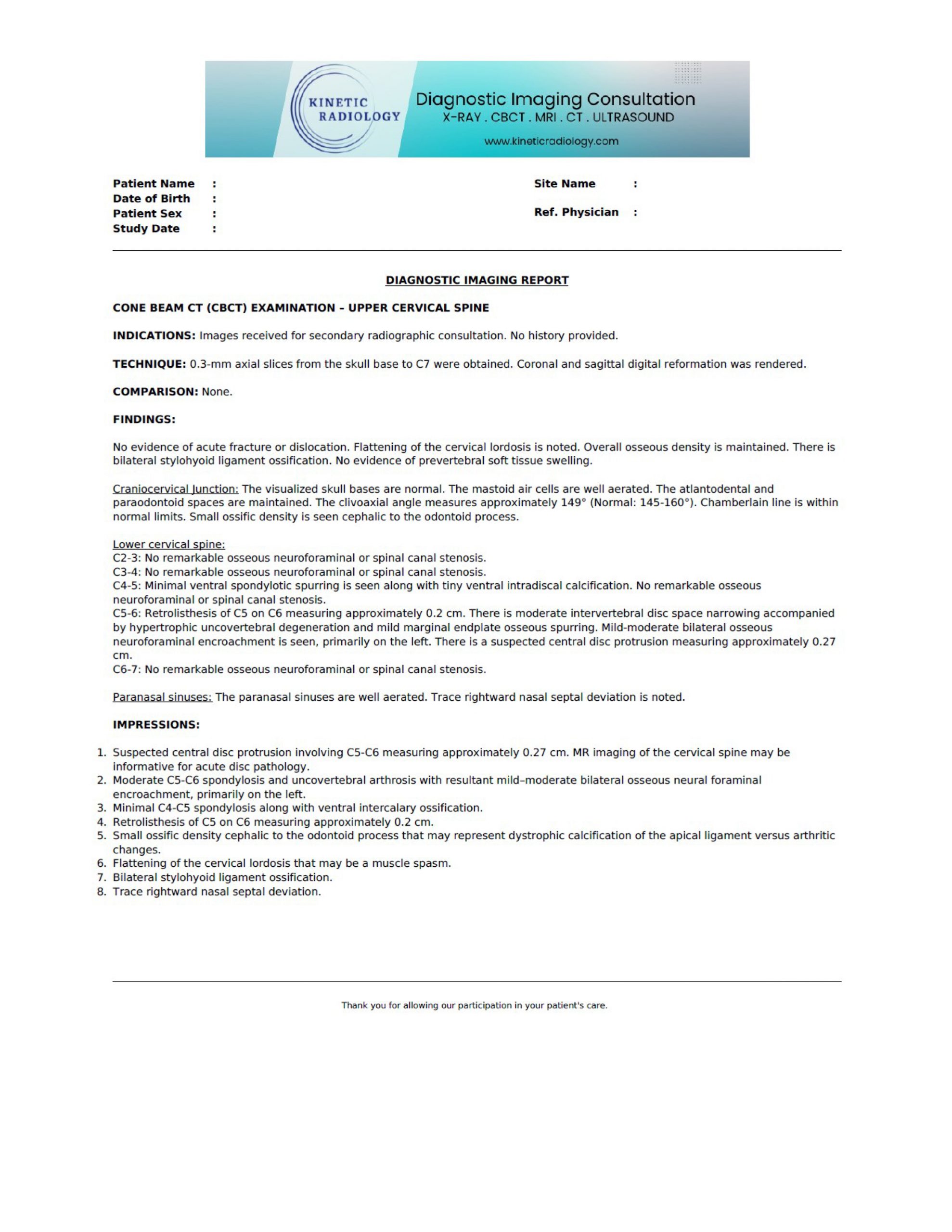 Sample Reports Download - Kinetic Radiology