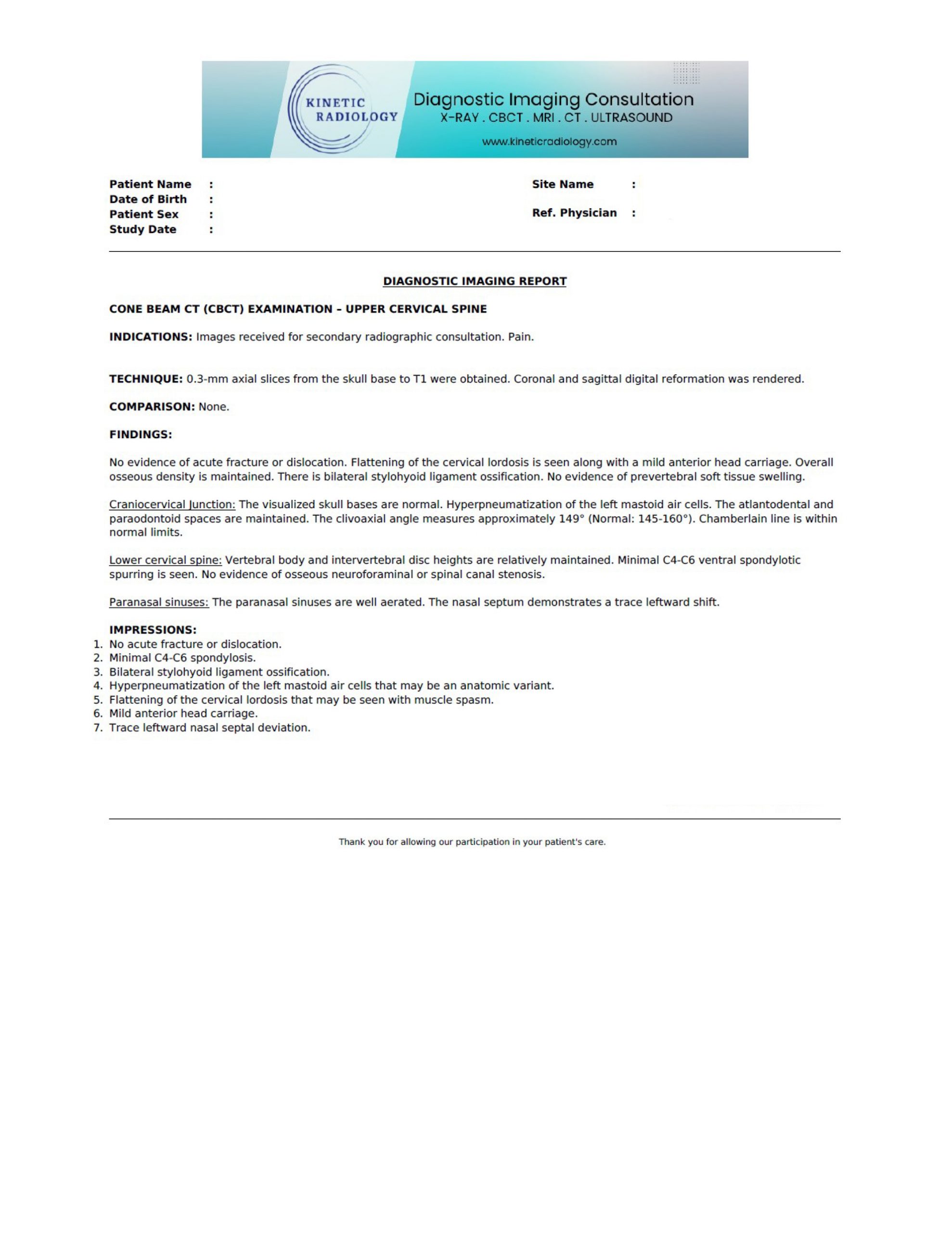 Sample Reports Download - Kinetic Radiology