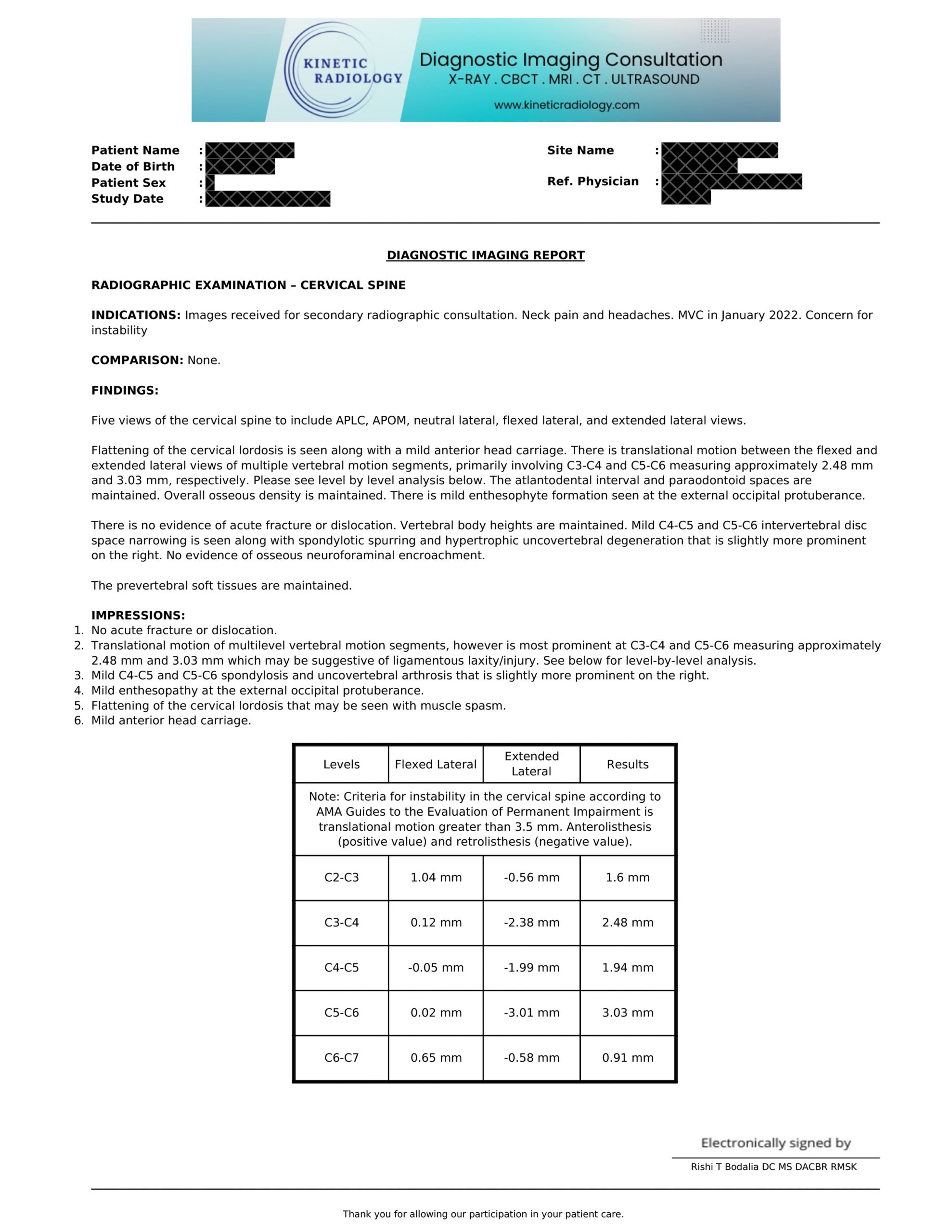 Sample Reports Download - Kinetic Radiology